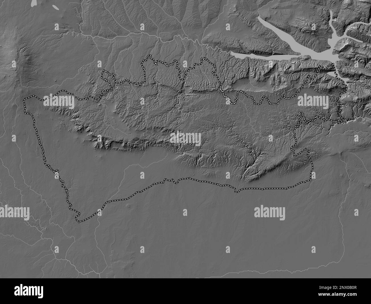 Mardin, province of Turkiye. Bilevel elevation map with lakes and ...