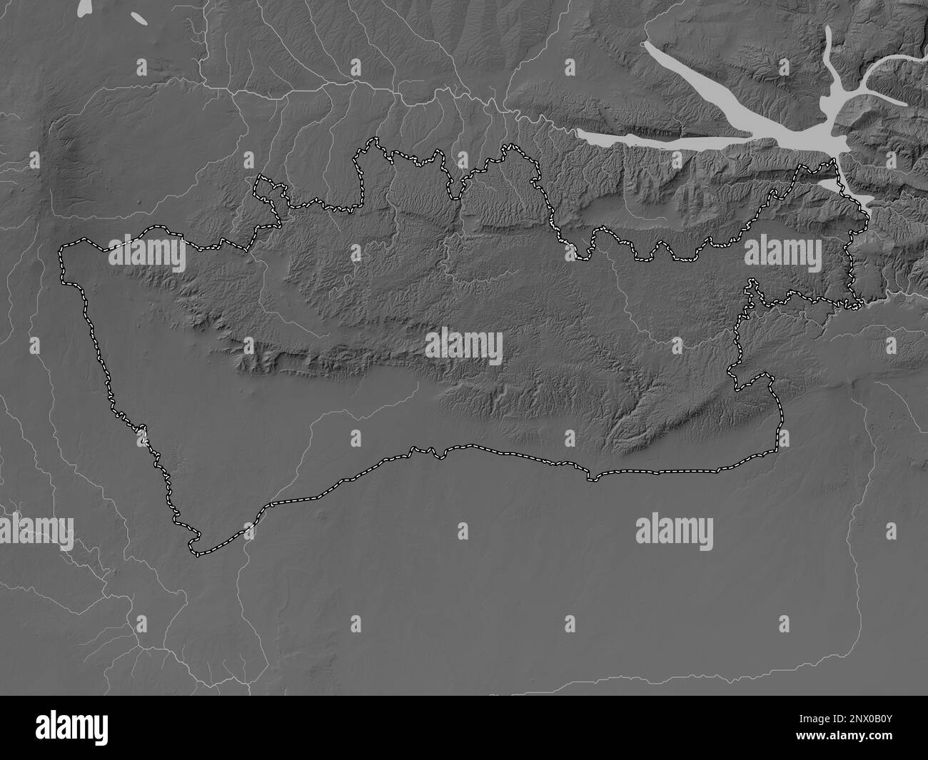 Mardin, province of Turkiye. Grayscale elevation map with lakes and ...