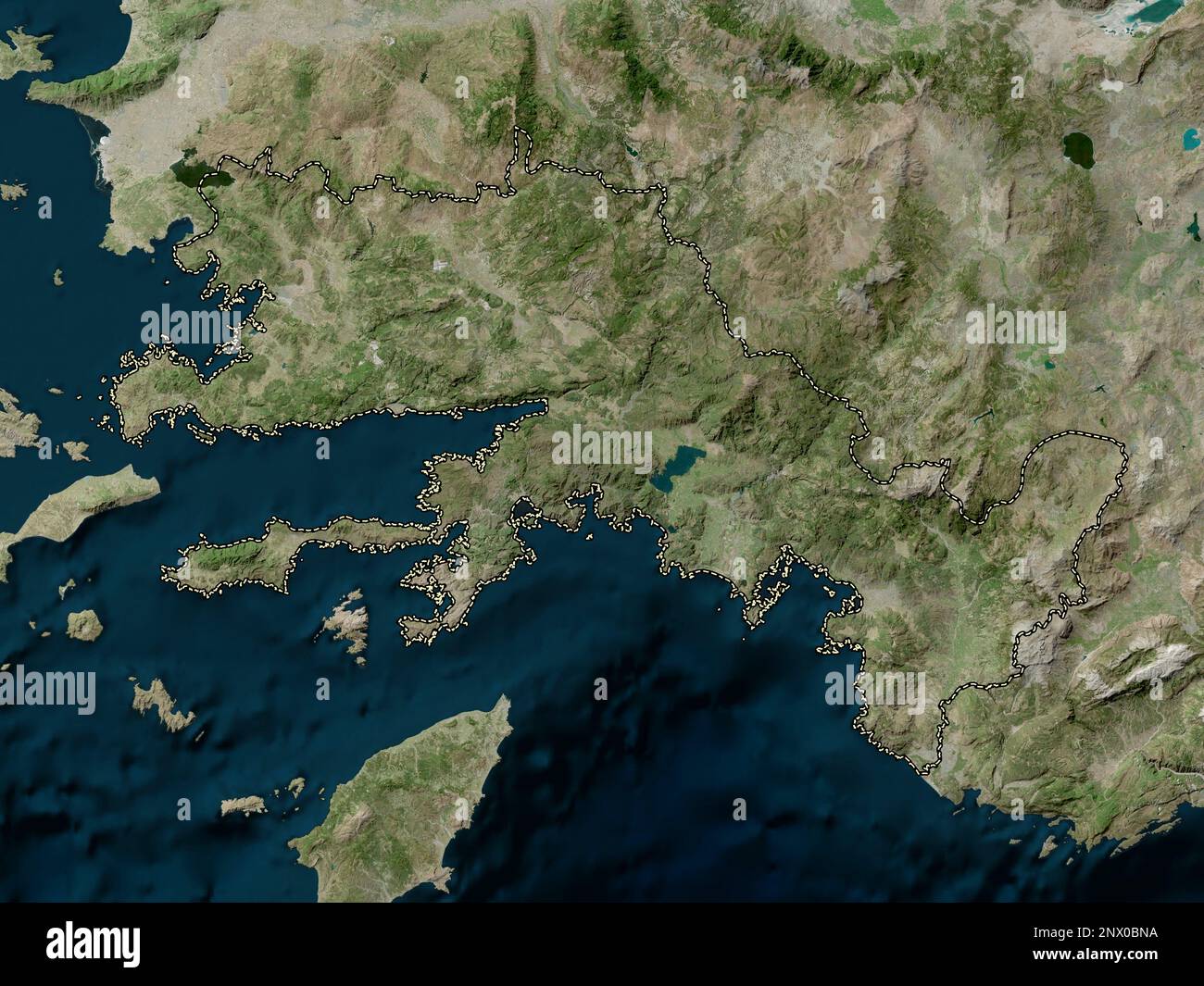 Mugla, province of Turkiye. High resolution satellite map Stock Photo ...