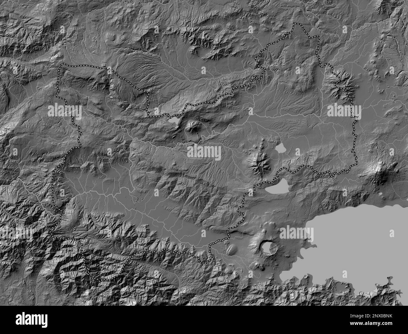 Mus, province of Turkiye. Bilevel elevation map with lakes and rivers ...