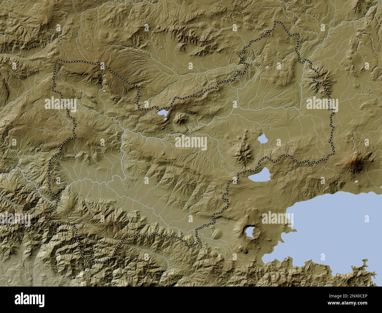 Mus, province of Turkiye. Elevation map colored in wiki style with ...