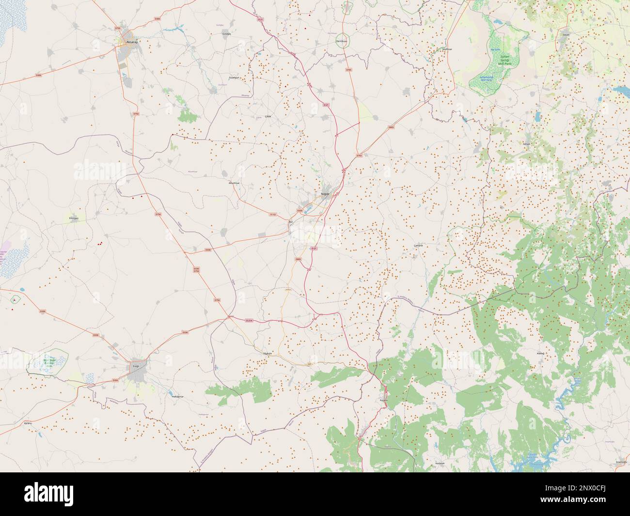 Nigde, province of Turkiye. Open Street Map Stock Photo - Alamy