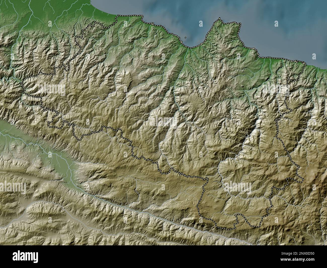 Ordu, province of Turkiye. Elevation map colored in wiki style with ...