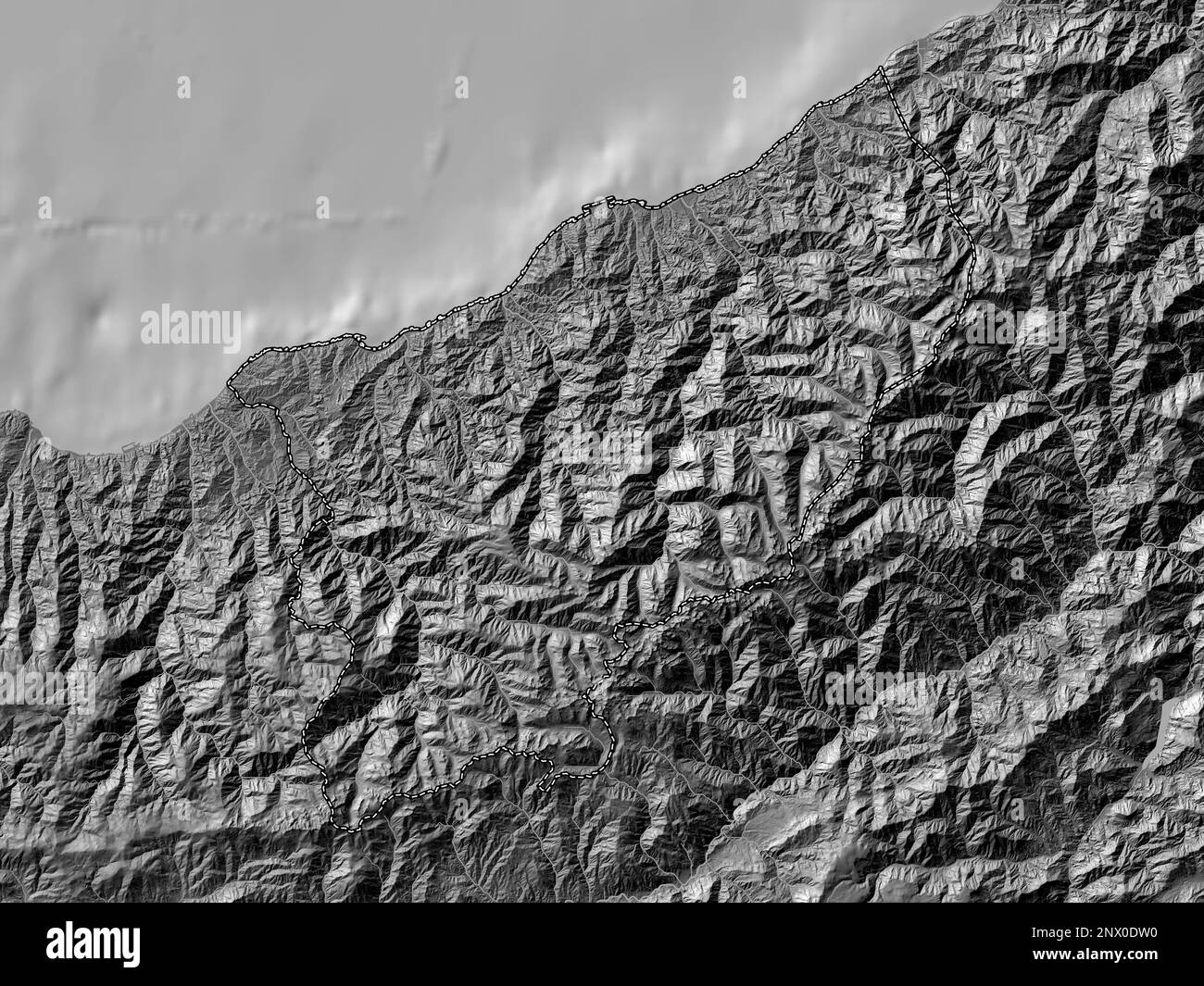 Rize, province of Turkiye. Bilevel elevation map with lakes and rivers ...