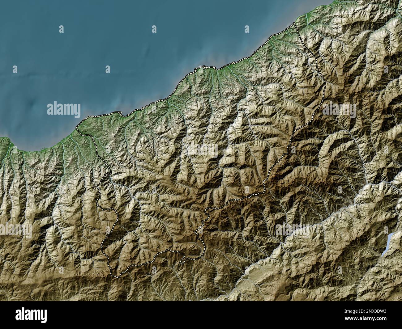 Rize, province of Turkiye. Elevation map colored in wiki style with ...
