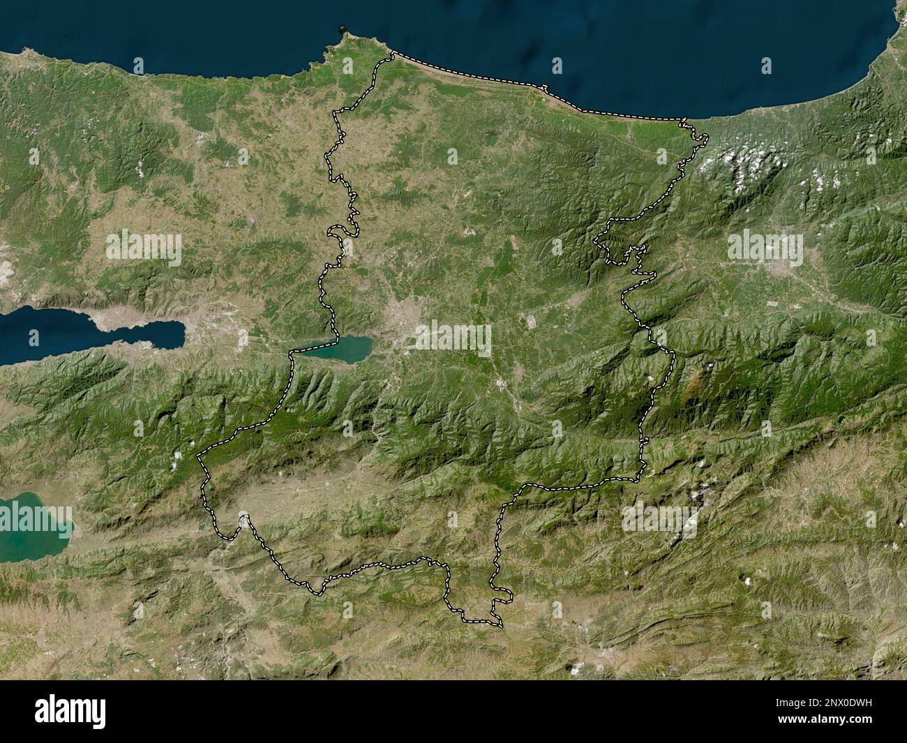 Sakarya, province of Turkiye. Low resolution satellite map Stock Photo ...