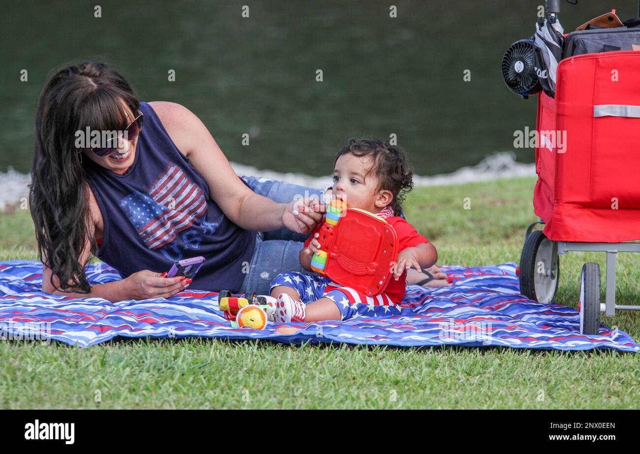 Mandy Timms and her 10-month-old child Aspen Guthrie enjoy the ...