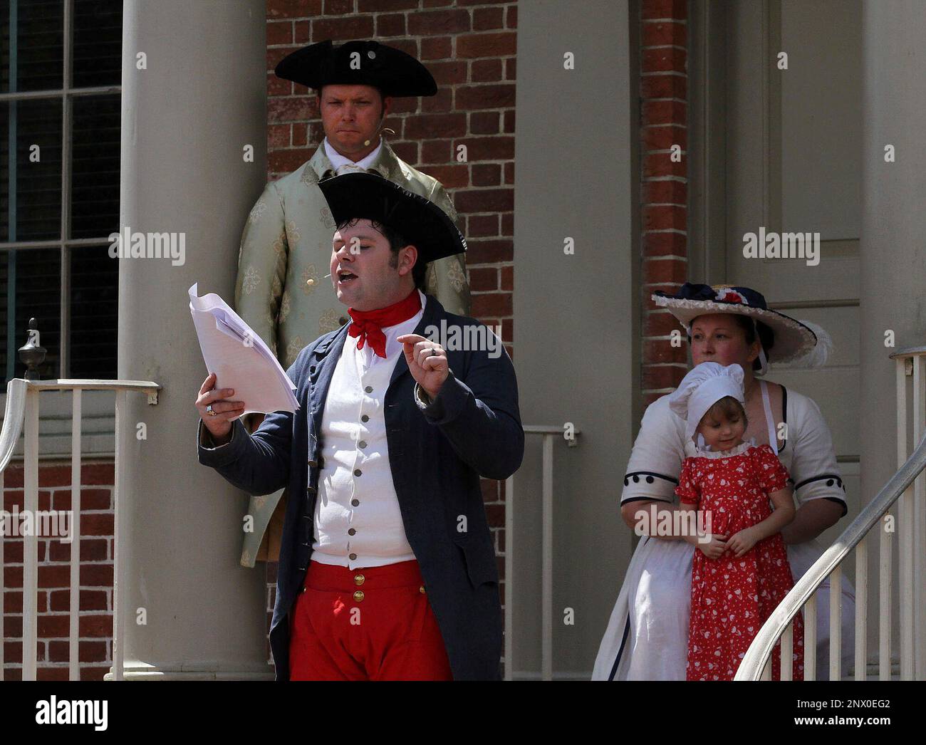 Historic interpreter Matt Arthur reads the Declaration of Independence ...