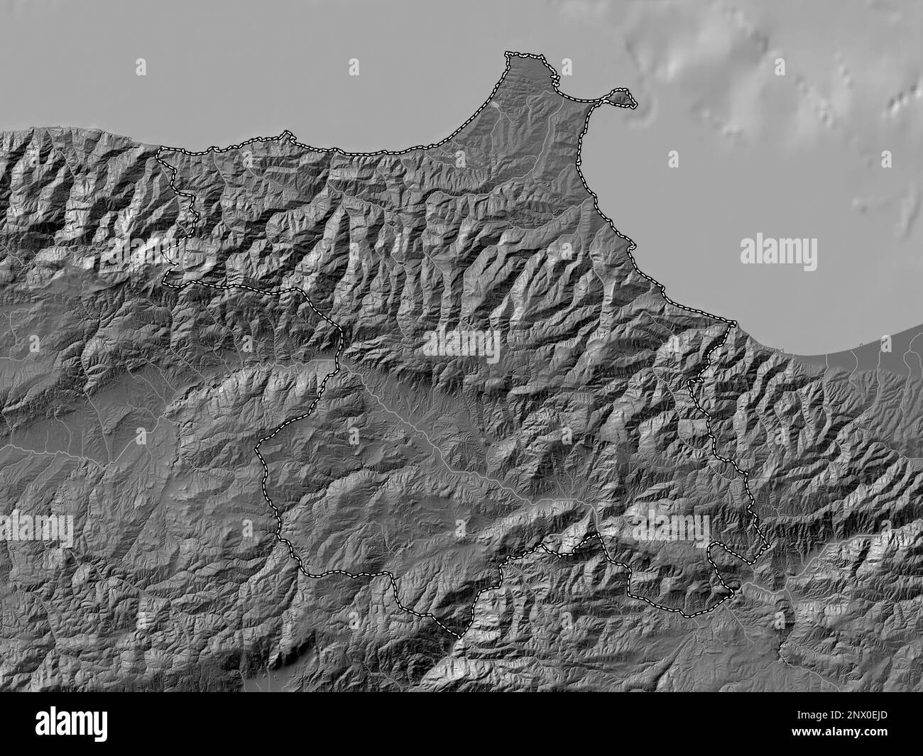 Sinop, province of Turkiye. Bilevel elevation map with lakes and rivers ...