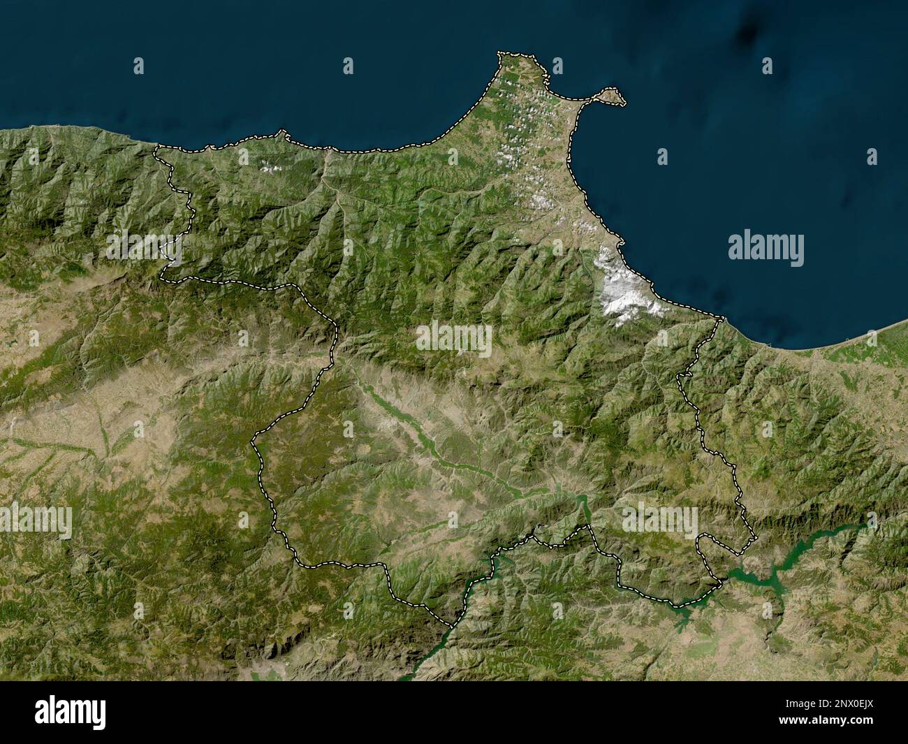 Sinop, province of Turkiye. Low resolution satellite map Stock Photo ...