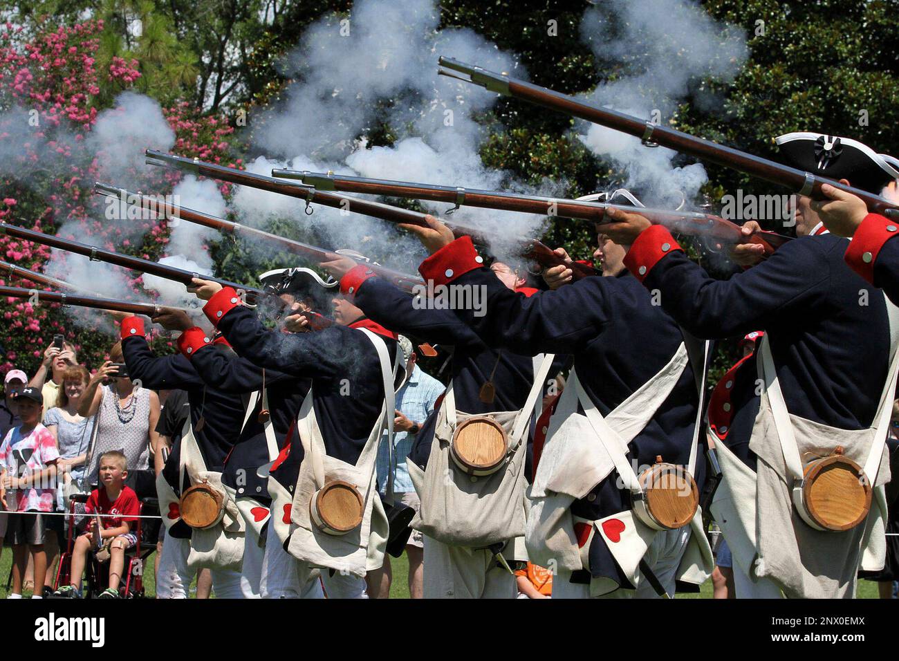 The 1st NC Regiment of the Continental Line fire muskets at The ...