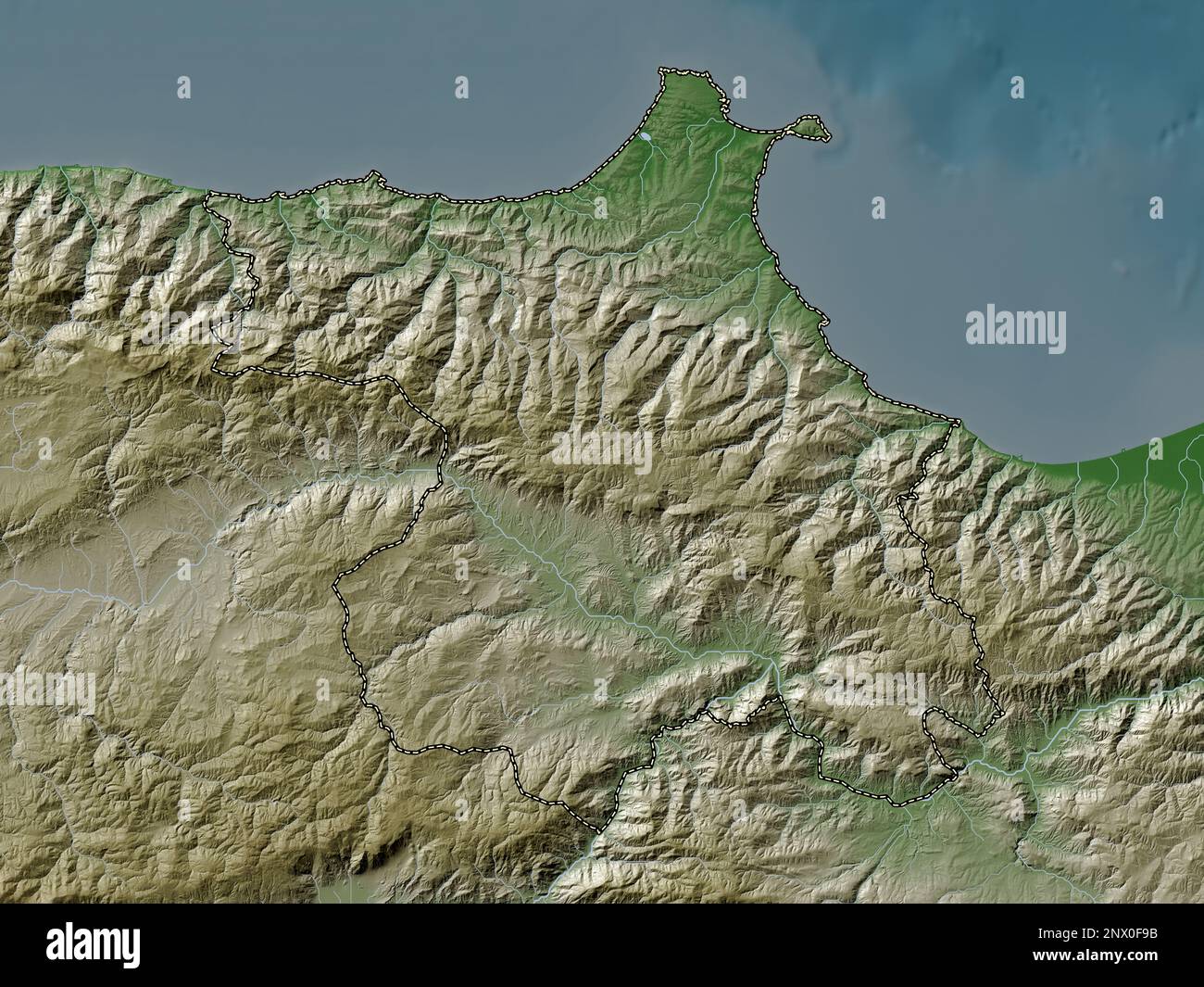 Sinop, province of Turkiye. Elevation map colored in wiki style with ...
