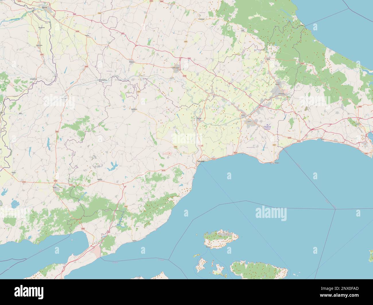 Tekirdag, province of Turkiye. Open Street Map Stock Photo - Alamy