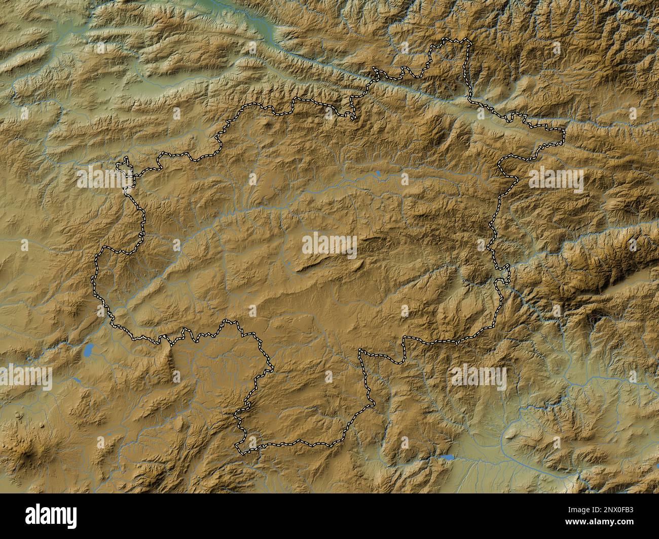 Sivas, province of Turkiye. Colored elevation map with lakes and rivers ...