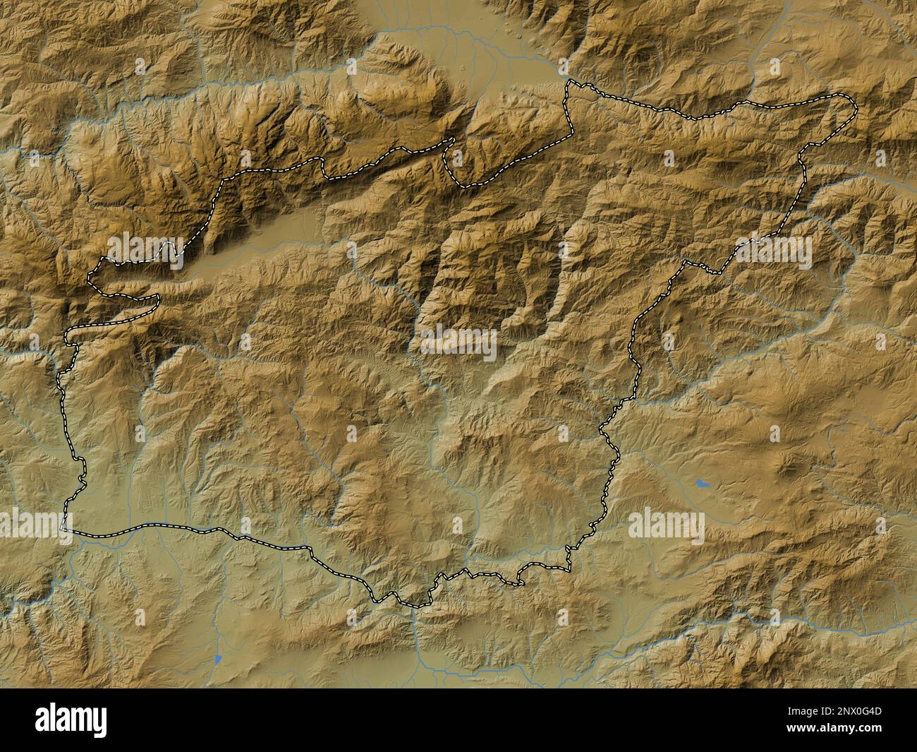 Tunceli, province of Turkiye. Colored elevation map with lakes and ...