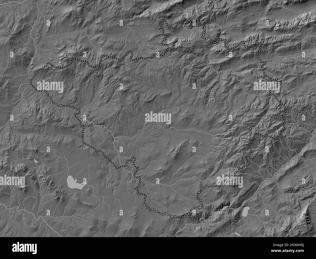 Yozgat, province of Turkiye. Bilevel elevation map with lakes and ...