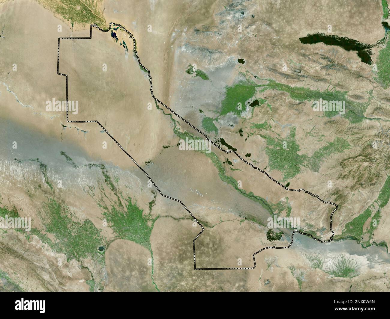 Chardzhou, province of Turkmenistan. High resolution satellite map ...