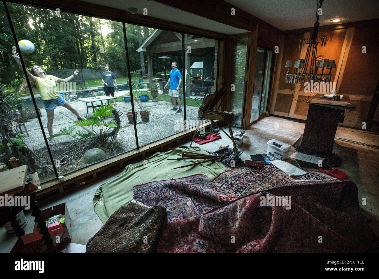 In this June 28, 2018, photo, Claire Slaughter, left, plays volleyball ...