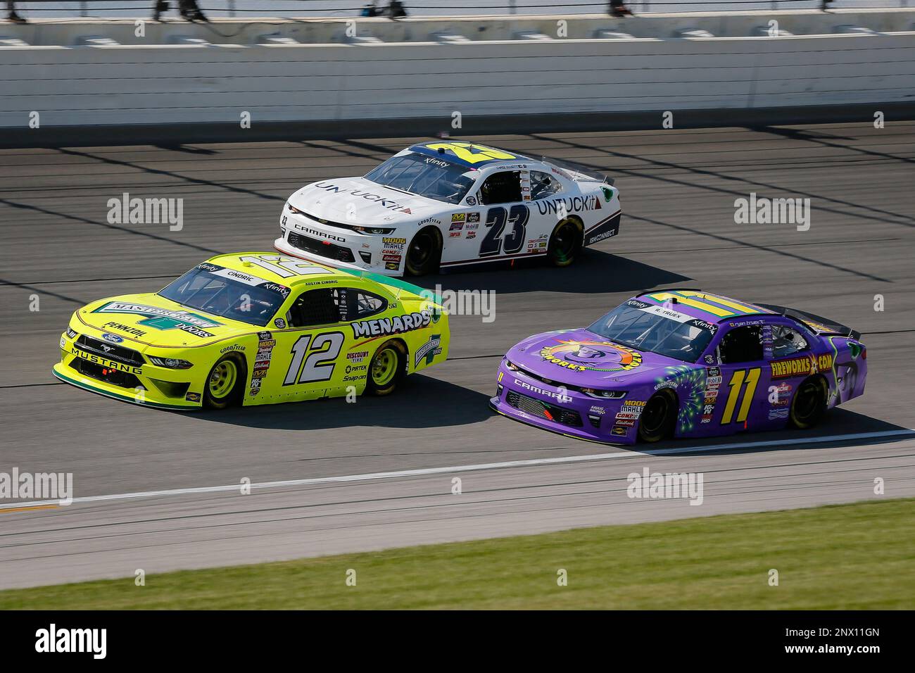 Austin Cindric (12), Ryan Truex (11), and Chase Elliott (23) during the ...