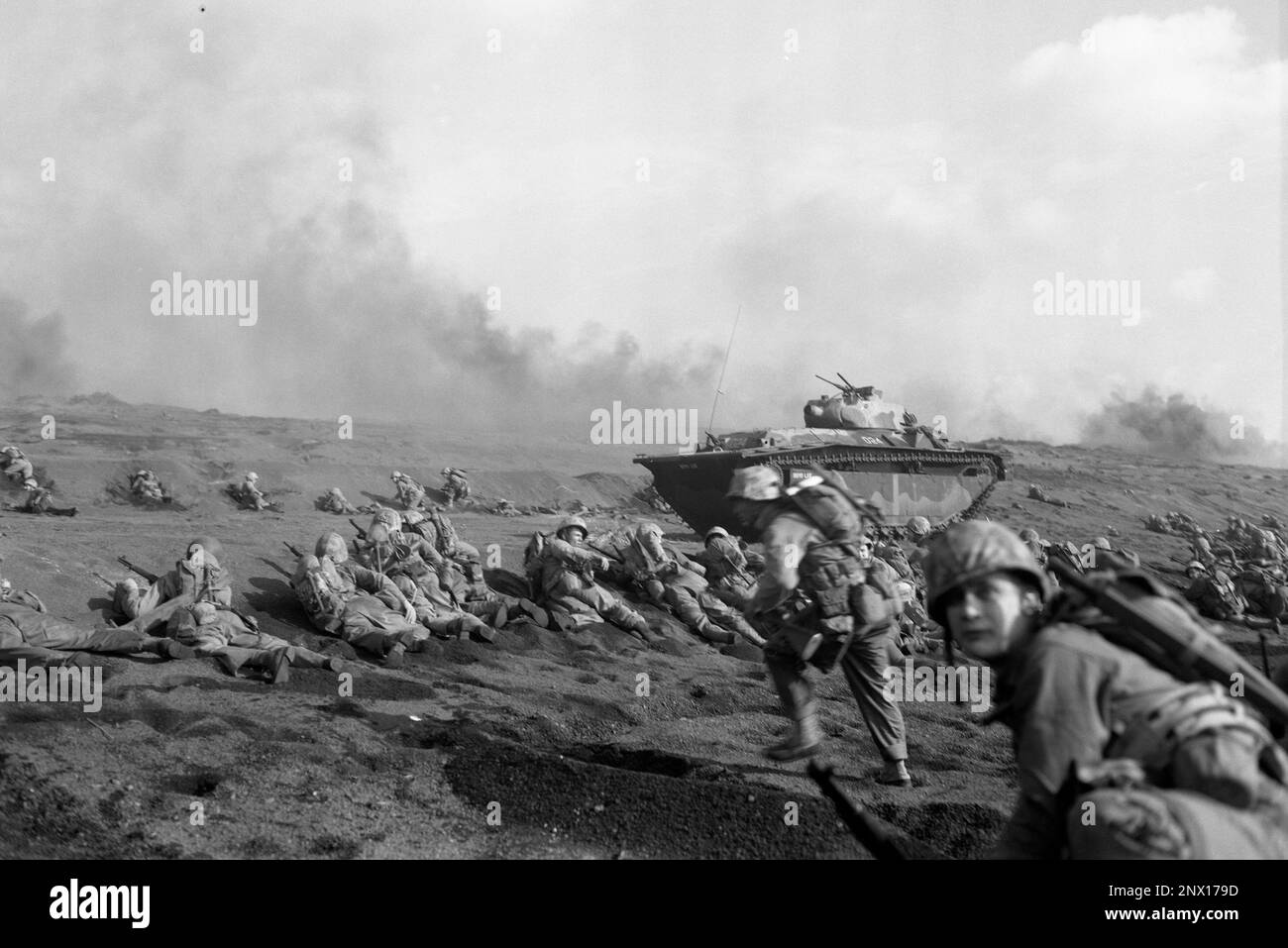 Marines with 2nd Battalion, 27th Marine Regiment, land on Iwo Jima ...