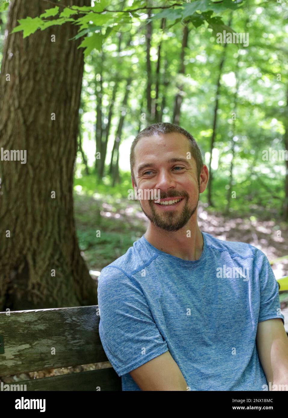 Danish artist Thomas Dambo is shown among the forest where he has ...