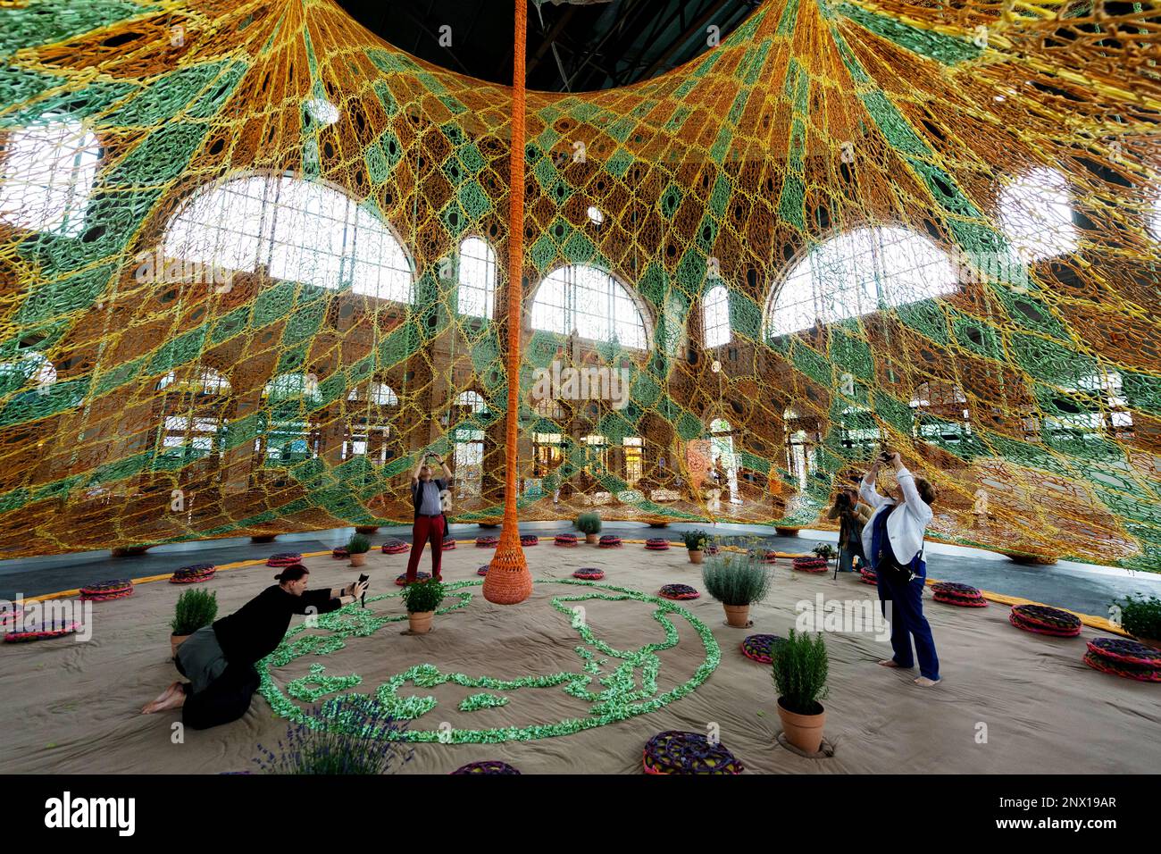 The art installation "GaiaMotherTree" of Brazilian artist Ernesto Neto ...