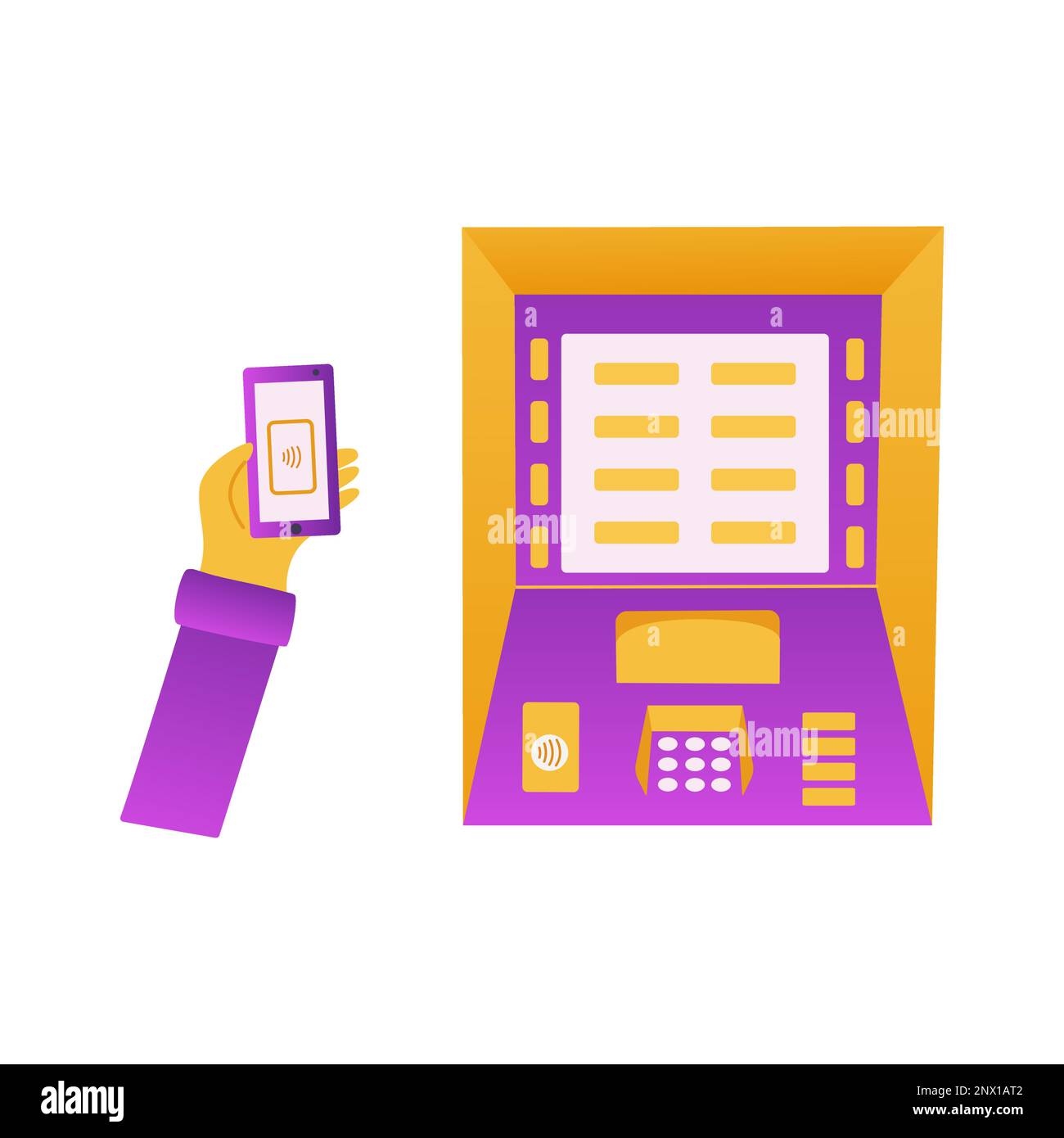 ATM with contactless payment, nfc, card reader, terminal for depositing ...