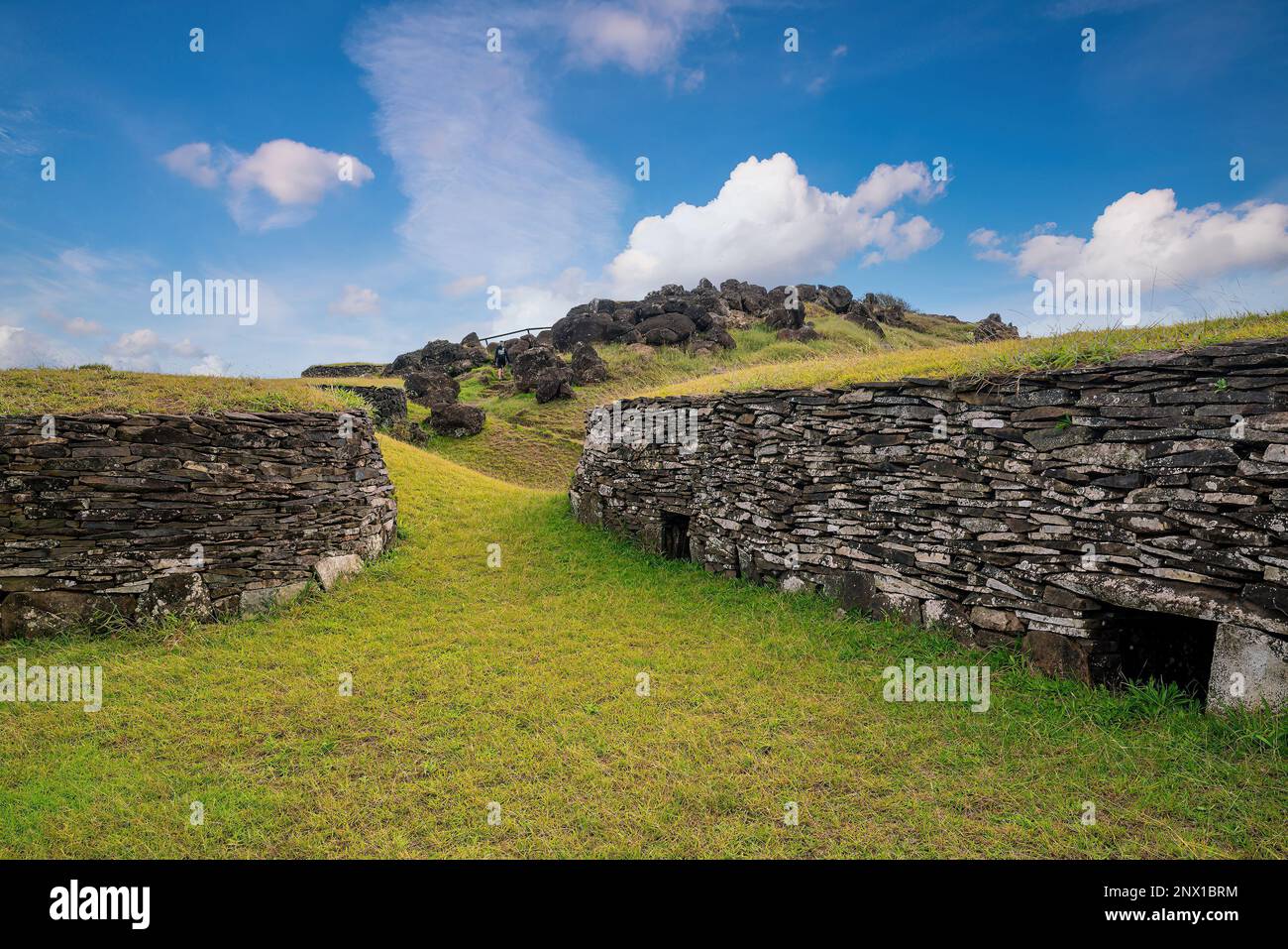 Orongo Village, Rapa Nui National Park in Easter Island, Chile with ...