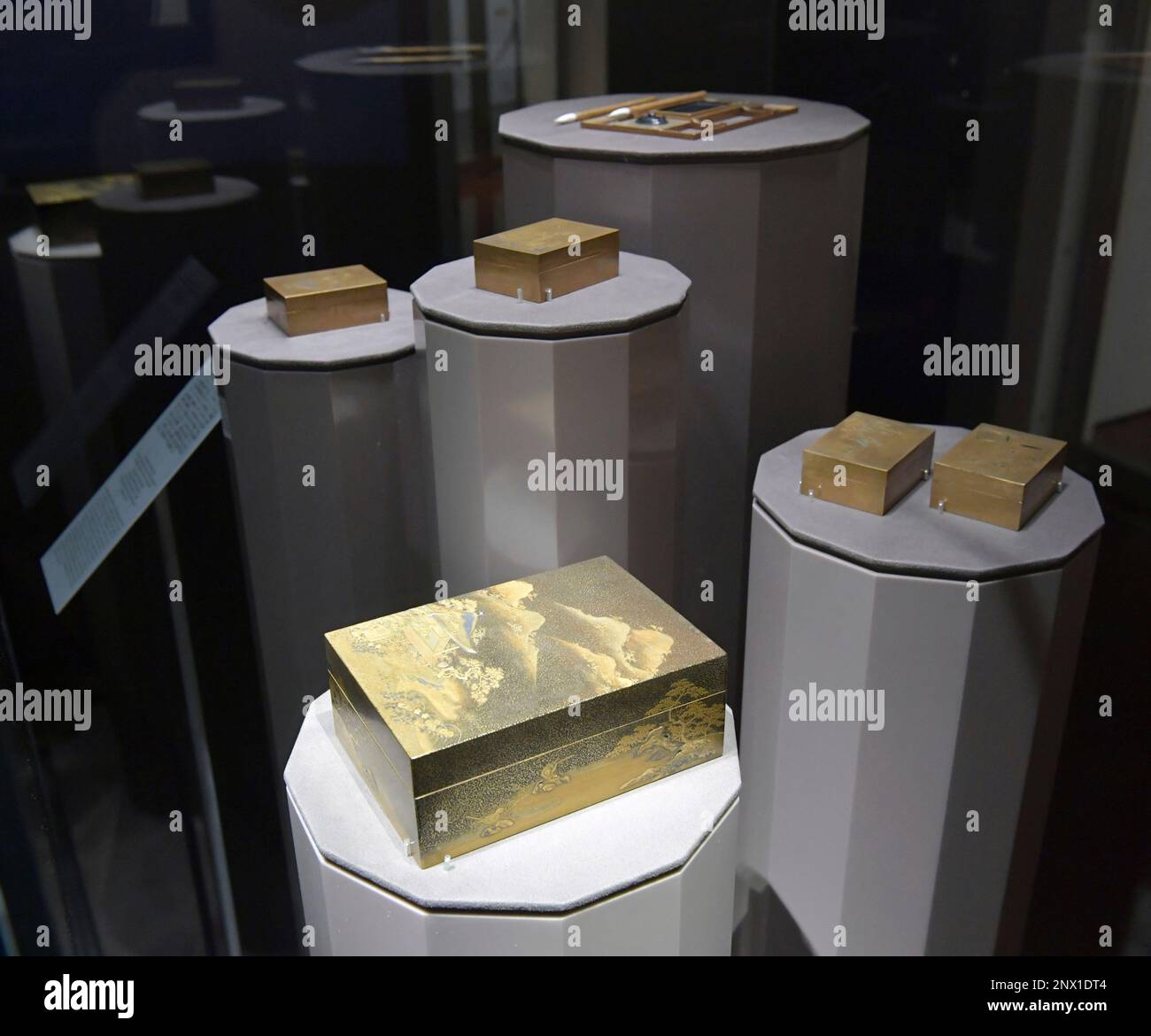 A photo shows the Japanese lacquer boxes at an exhibition "The Worlds ...