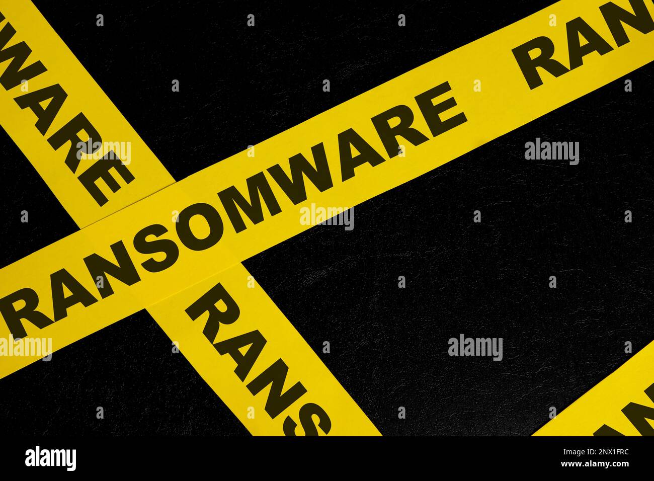 Ransomware cybercrime alert, caution and warning concept. Yellow ...