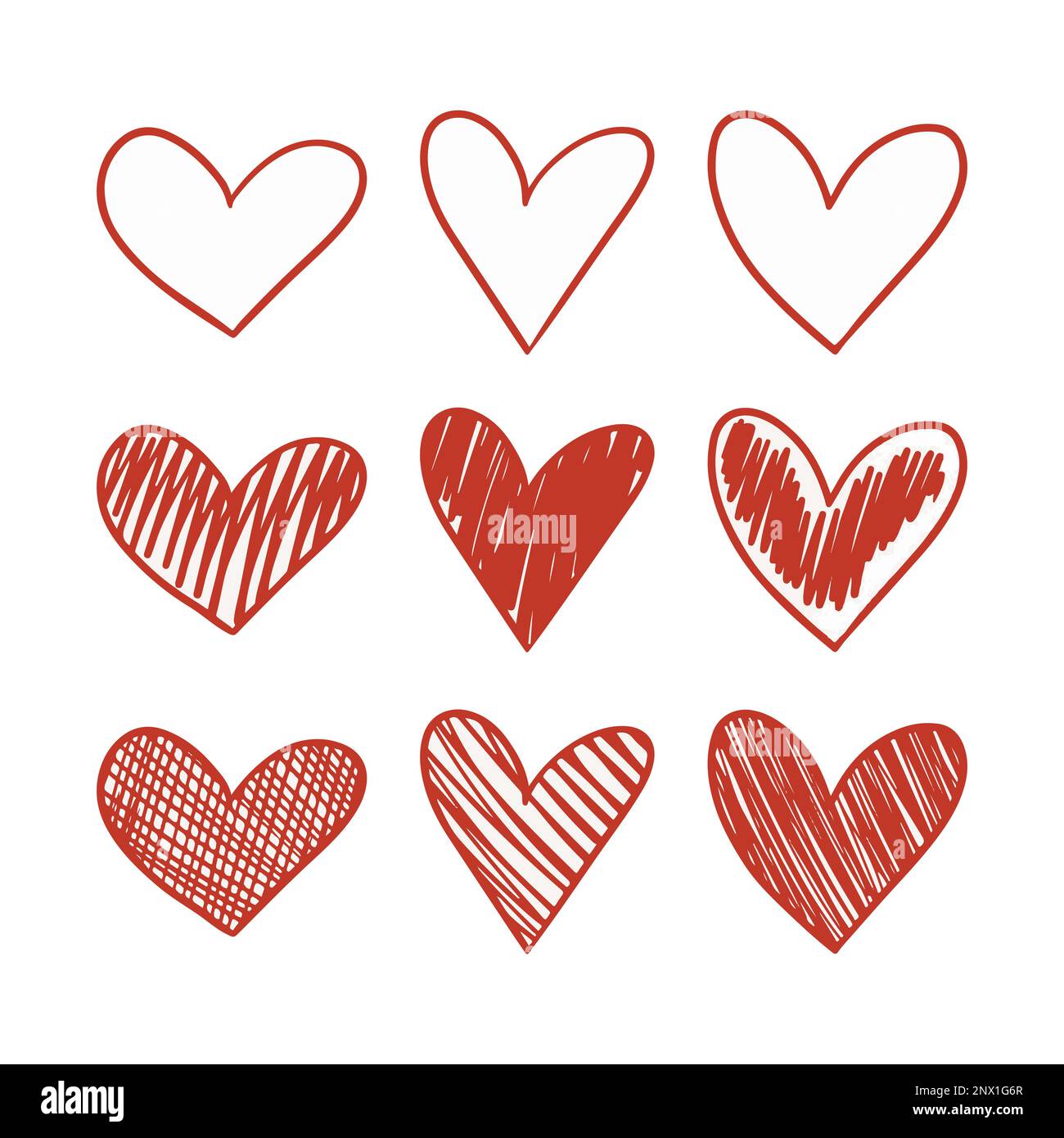 Red hand drawing hearts. Vector ESP10 illustration Stock Vector Image ...