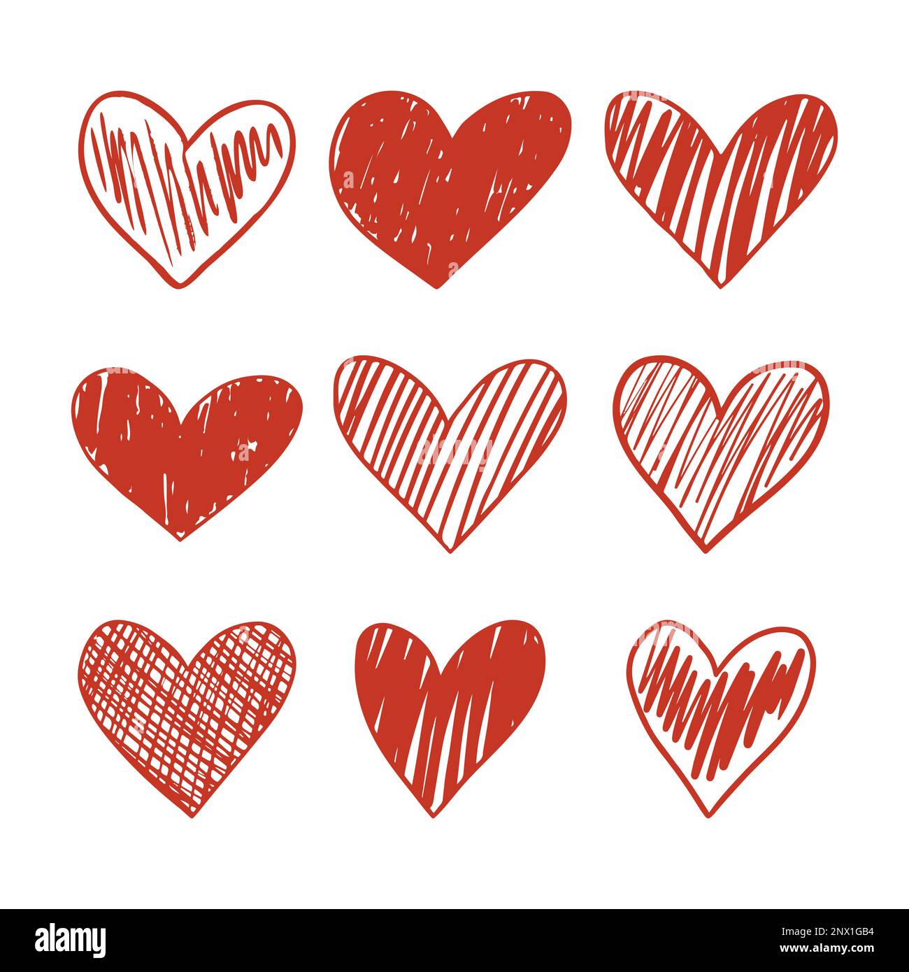 Red hand drawing hearts. Vector ESP10 illustration Stock Vector Image ...