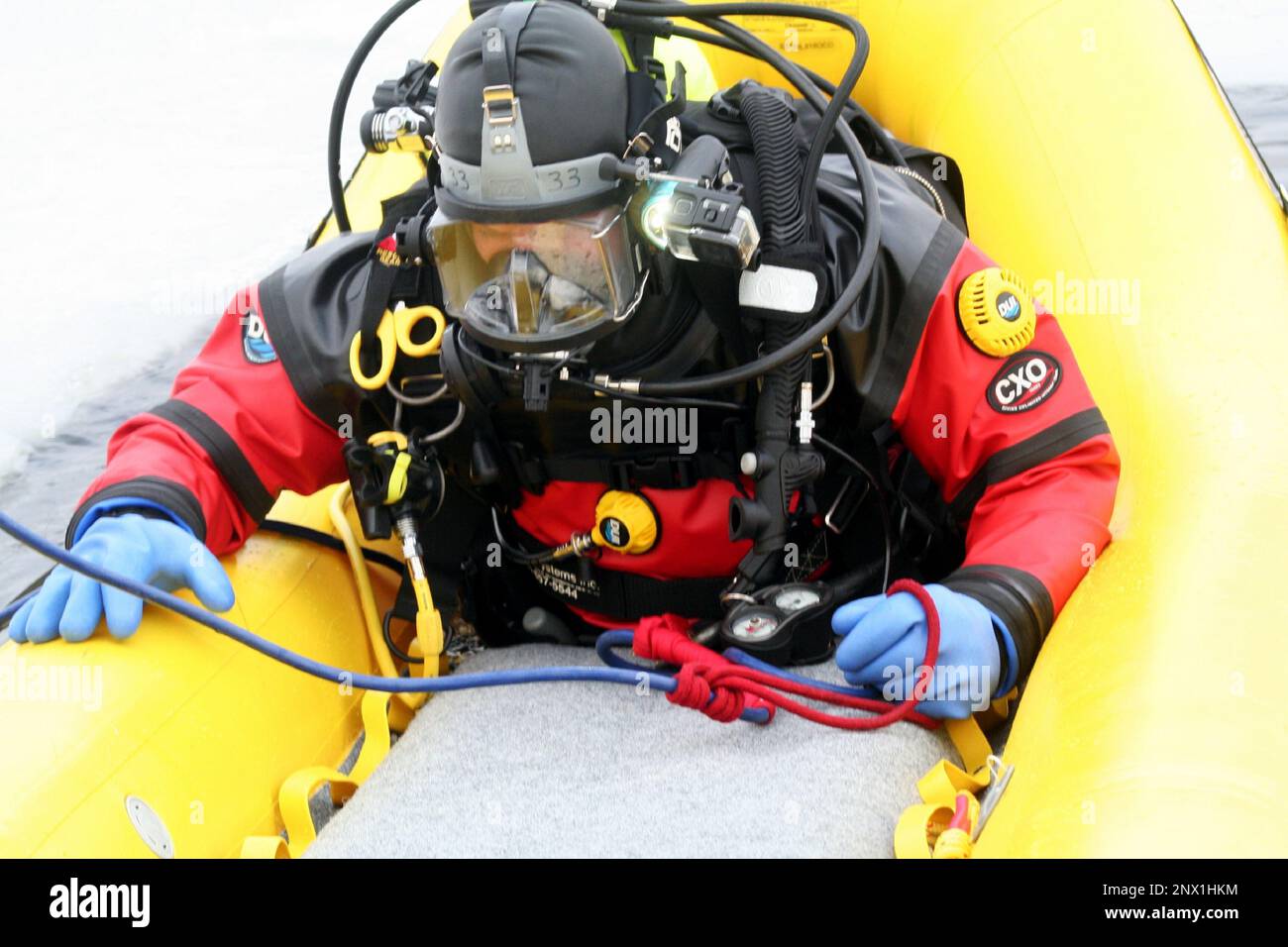 A firefighter with the Directorate of Emergency Services Fire ...