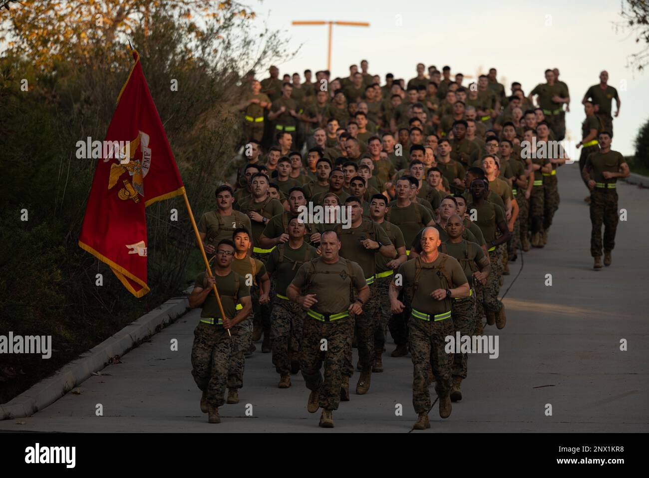 U.S. Marine Col. Patrick Eldridge, center, the commanding officer of ...