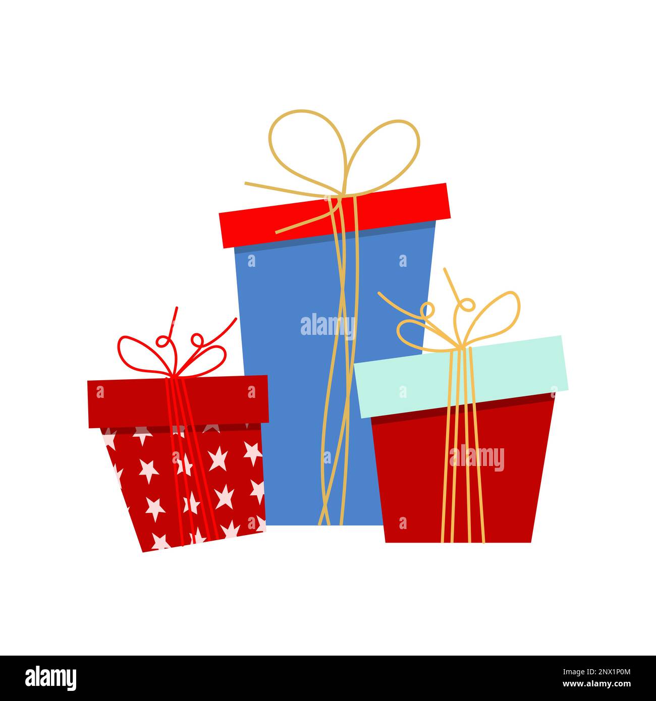 Merry christmas and Happy New Year. Red and Blue Gifts boxes. Vector ...
