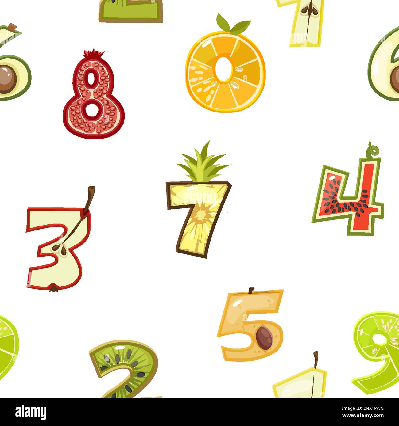 Seamless pattern Fruit number. Vector illustration Stock Vector Image ...
