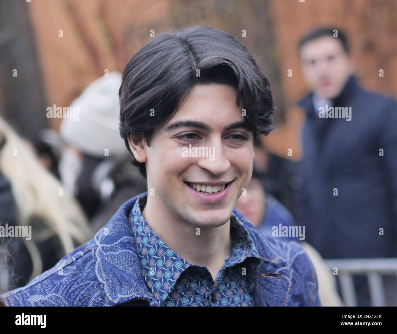 Italian actress Carmine Buschini posing for photographers after Etro ...