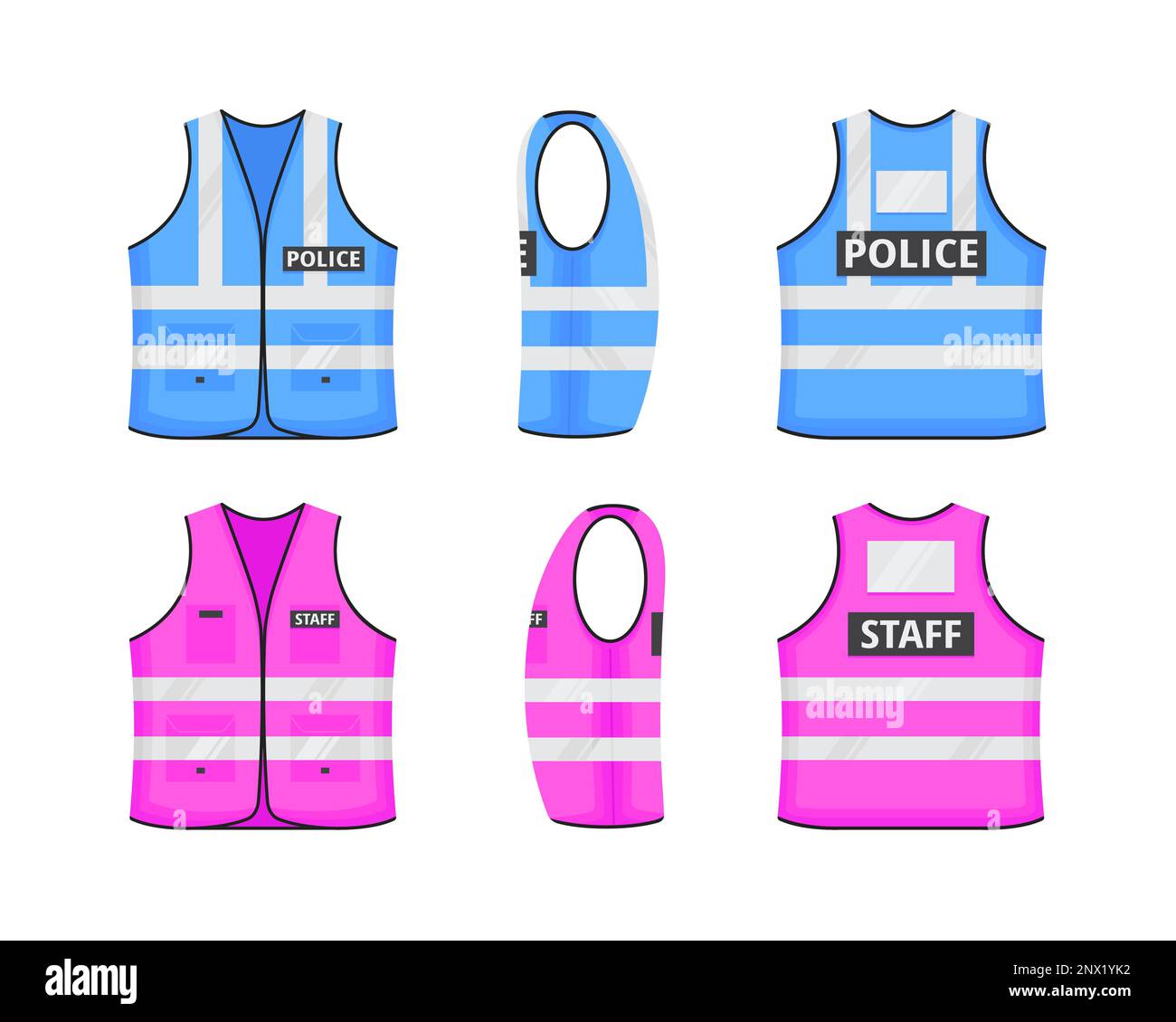 Safety Reflective Vest With Labels Tag Flat Style Design Vector