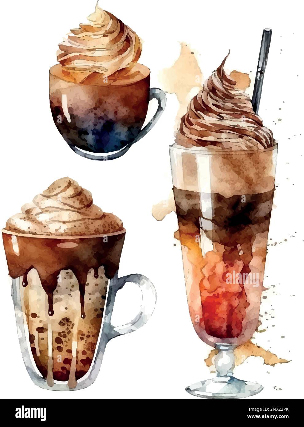 Hand drawn coffee watercolor illustration Stock Vector Image & Art - Alamy