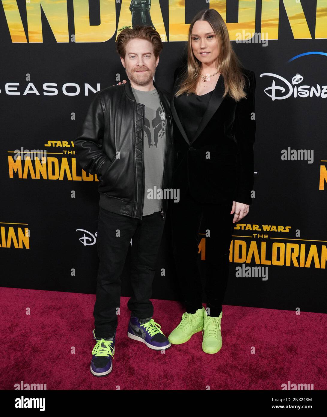 Los Angeles, USA. 28th Feb, 2023. (L-R) Seth Green and Clare Grant at the Disney THE MANDALORIAN ...