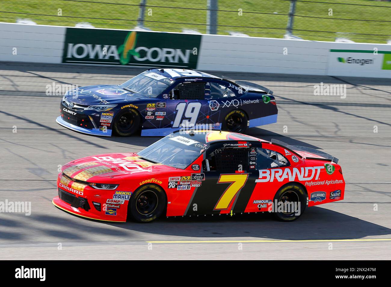 Justin Allgaier (7) and Brandon Jones (19) during the NASCAR Xfinity ...