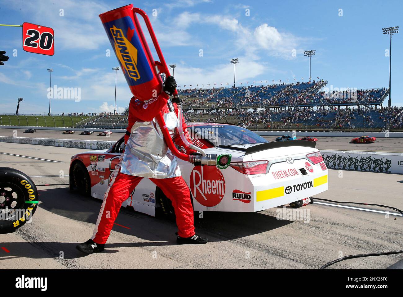 Christopher Bell, Joe Gibbs Racing, Toyota Camry Rheem makes a pit stop ...