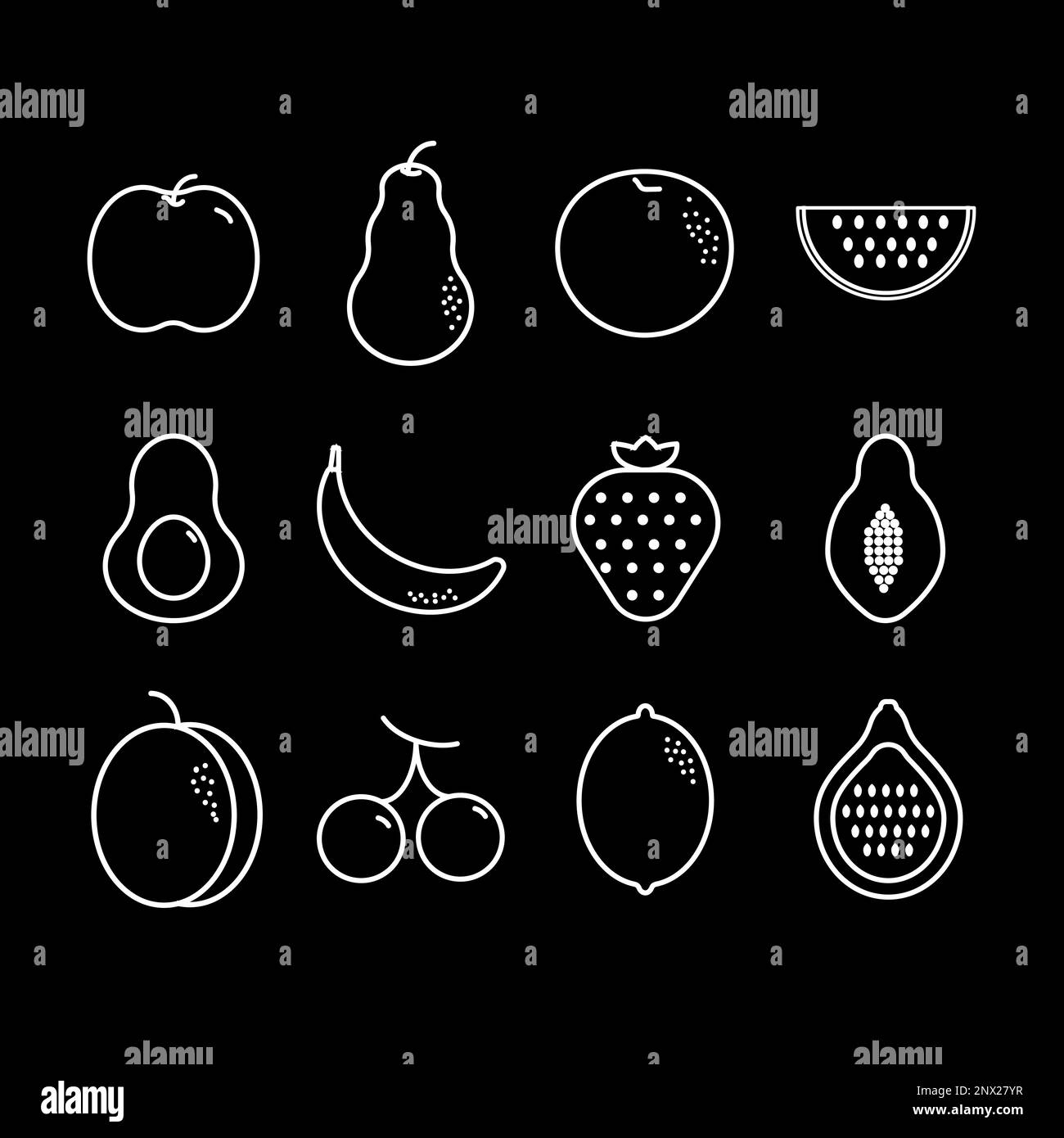 Simple Set of Fruits Related Vector Line Icons. Contains such Icons as ...