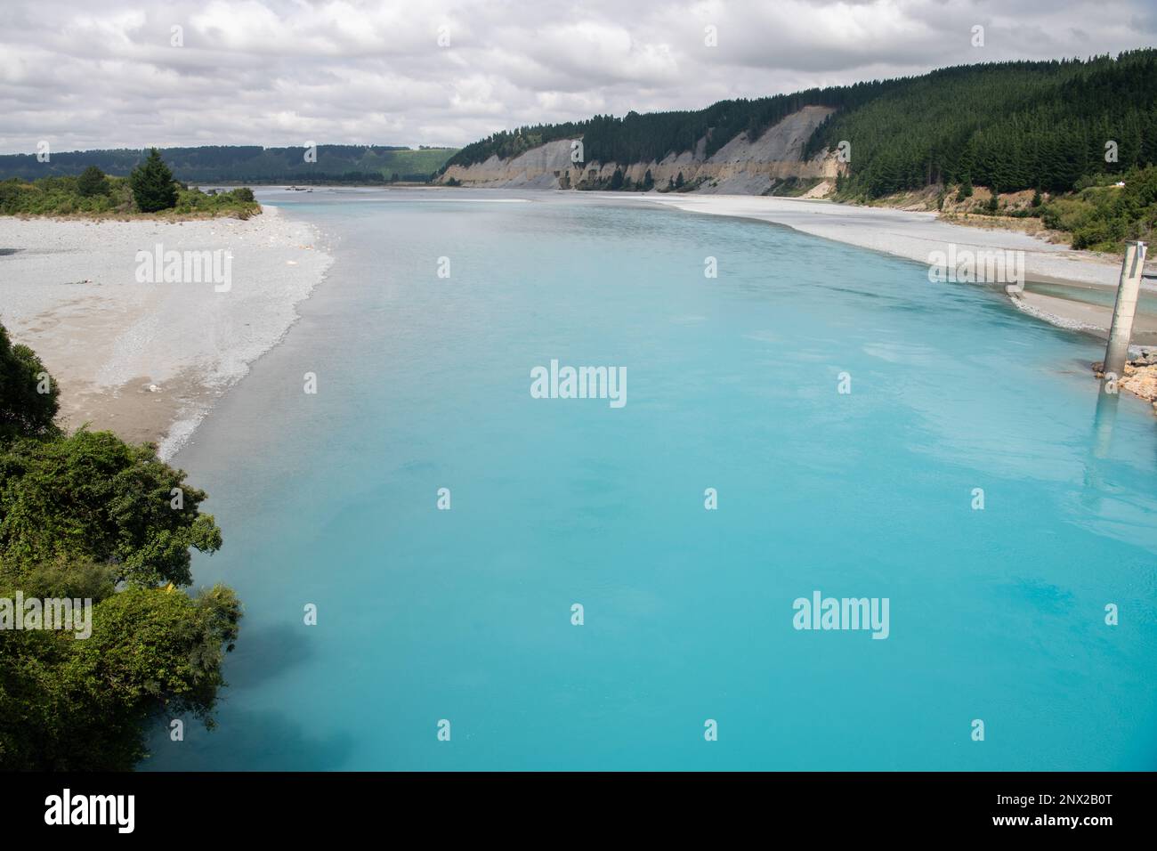 Landscape view of the beautiful Rakaia river in Canterbury New Zealand ...