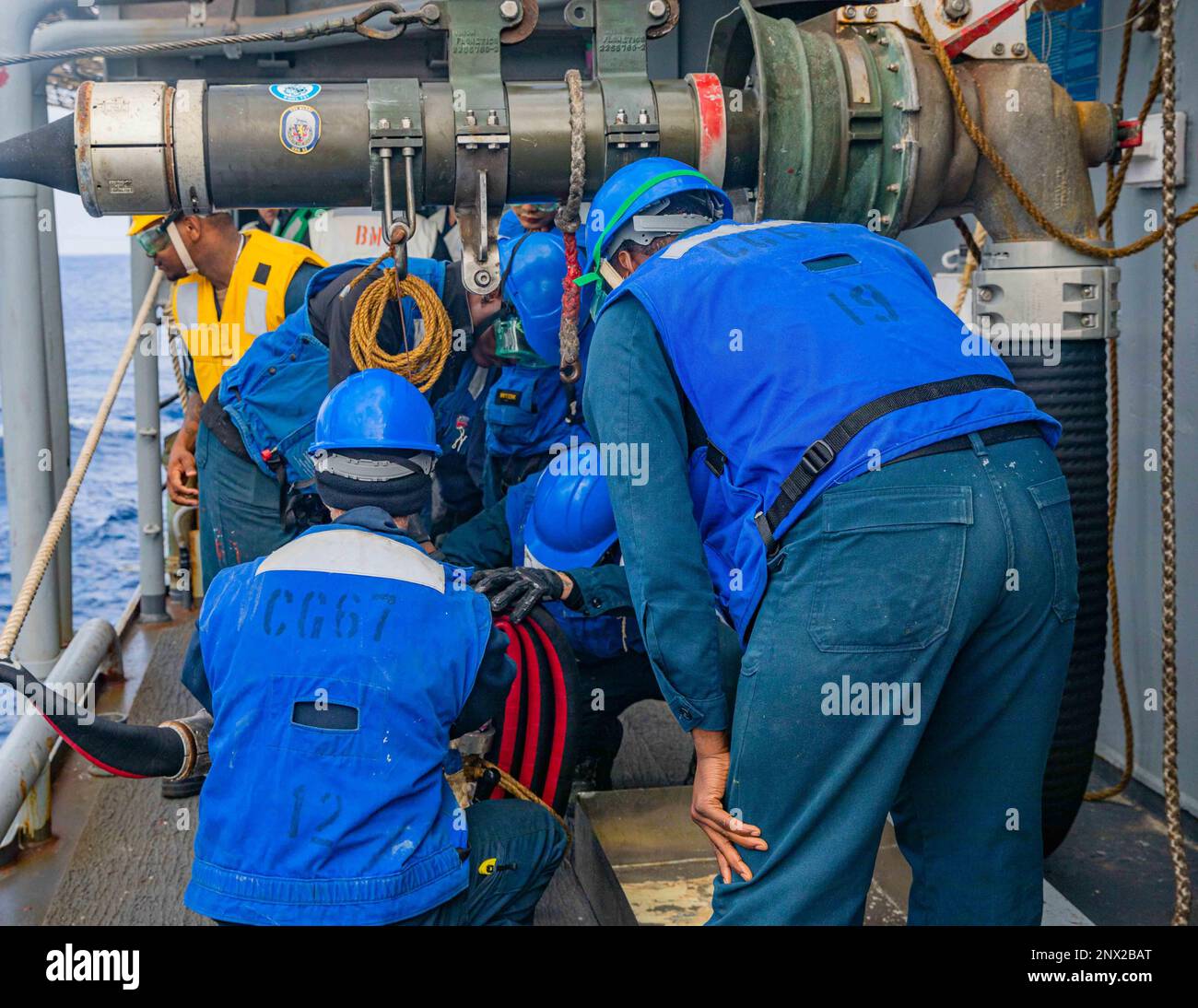 230119-N-NY362-1088 PHILIPPINE SEA (Jan. 19, 2023) Sailors secure a JP ...