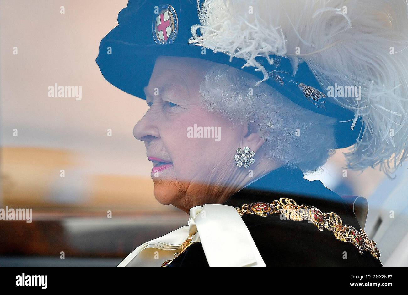 Britain's Queen Elizabeth II, in her role as Sovereign of the Garter ...