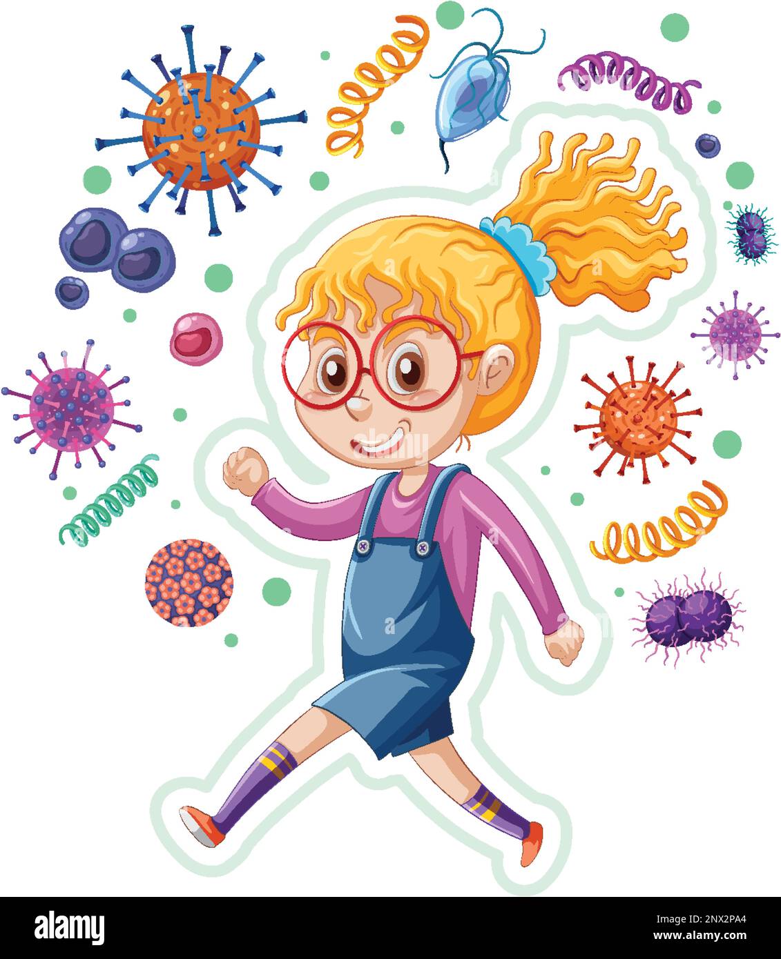 A girl surrounded by germs illustration Stock Vector Image & Art - Alamy