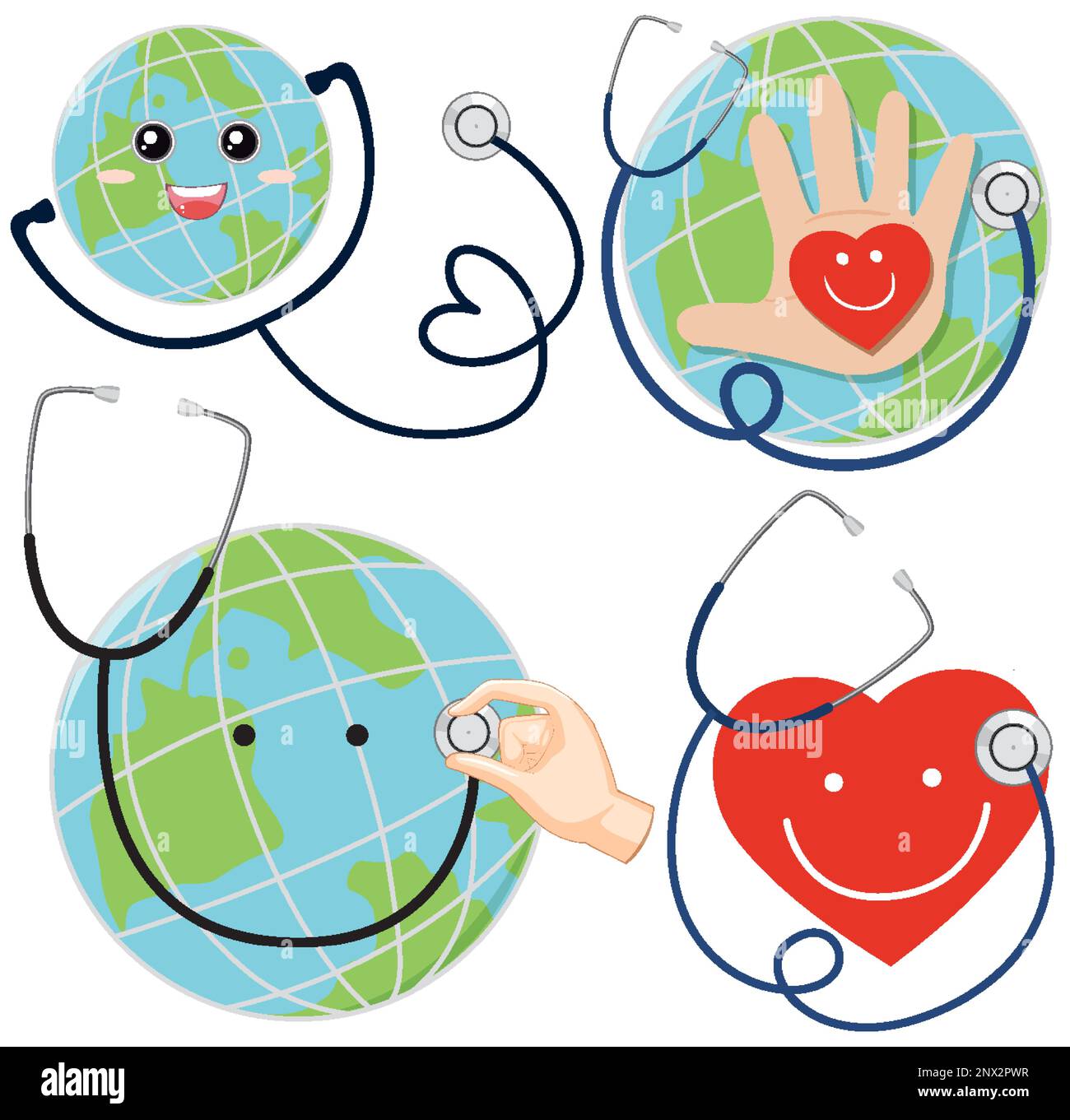 Earth planets with facial expression illustration Stock Vector Image ...