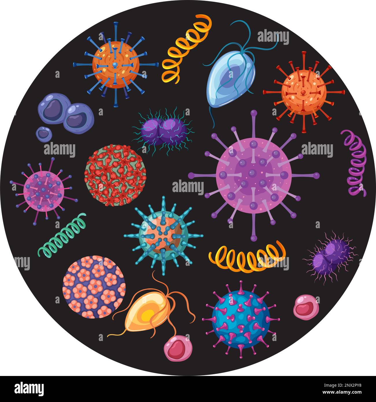 Bacterial Microorganism In Circle Illustration Stock Vector Image And Art