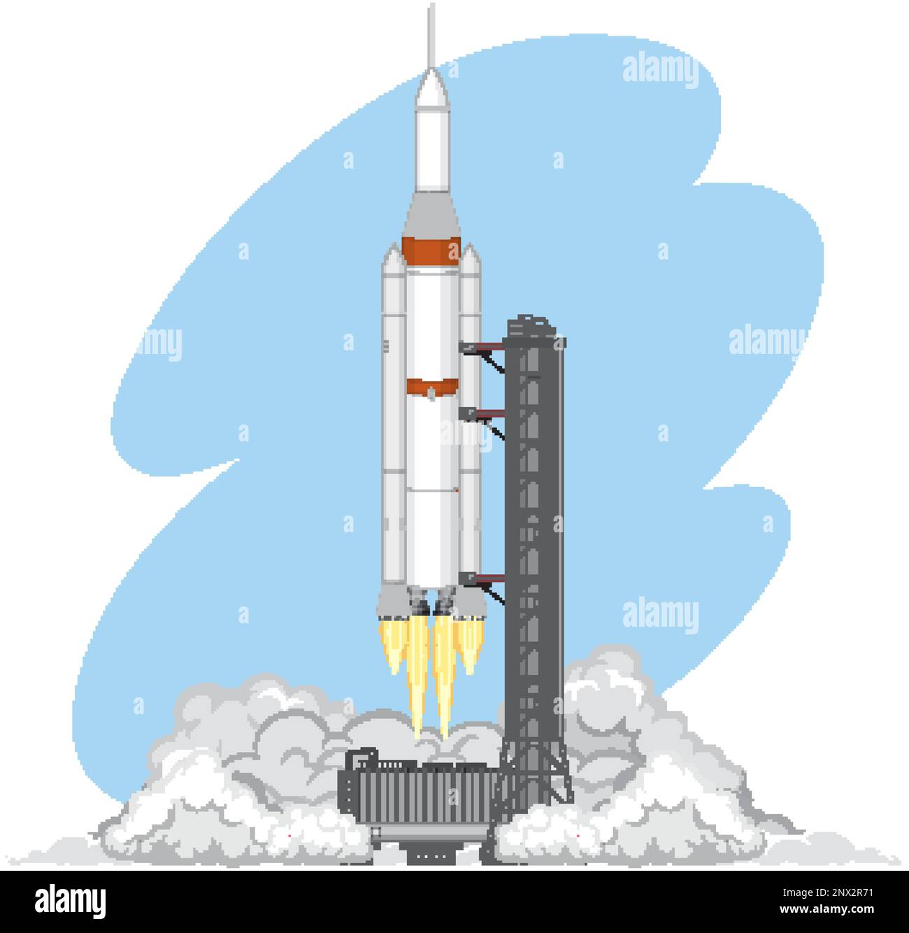 Rocket Launching into Space Concept illustration Stock Vector Image ...